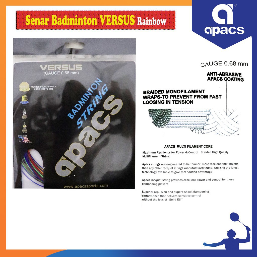Apacs Badminton String - Versus 66 Rainbow Badminton Orginal | Shopee ...