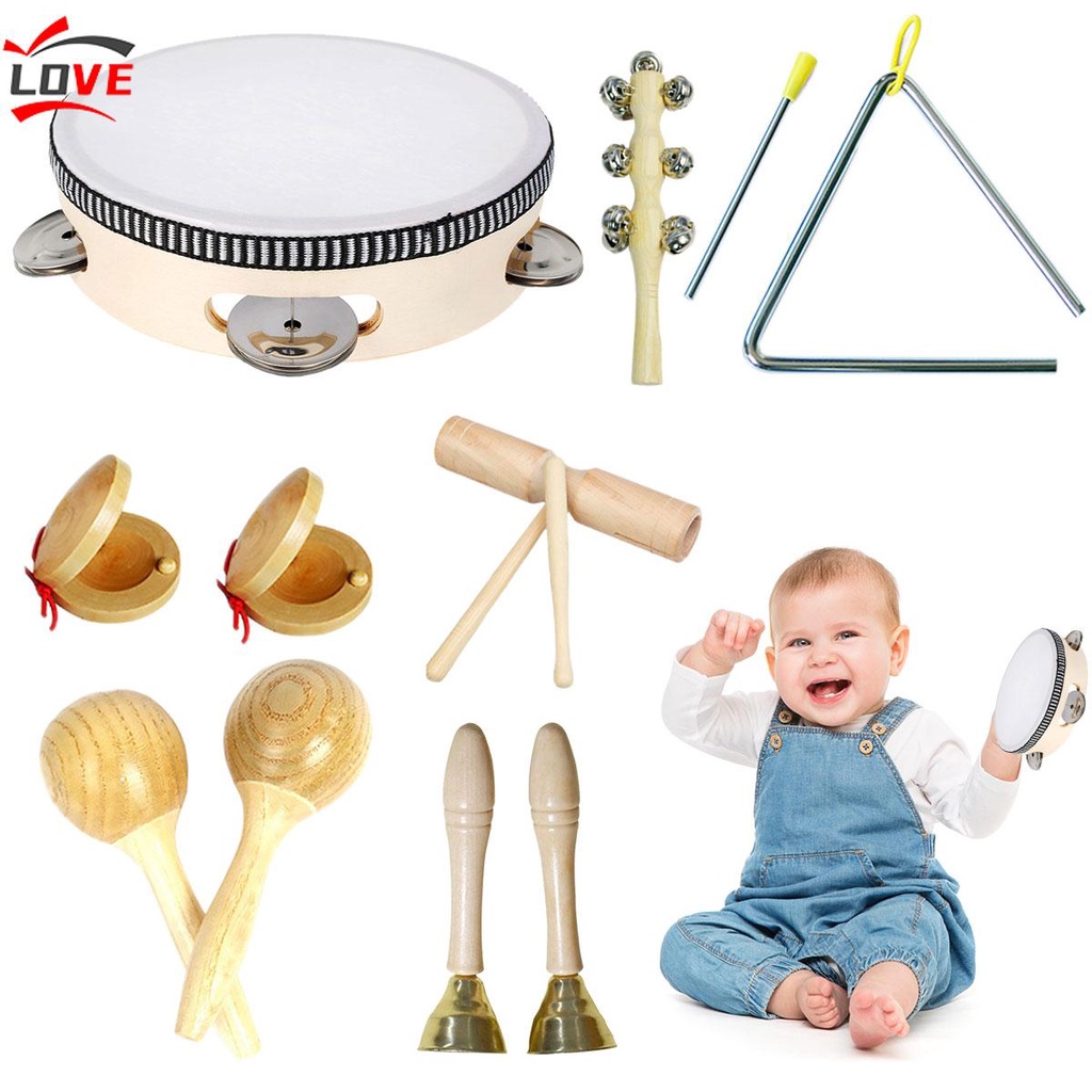 7pcs Wooden Percussion Instruments Set Preschool Kids Sensory Musical ...