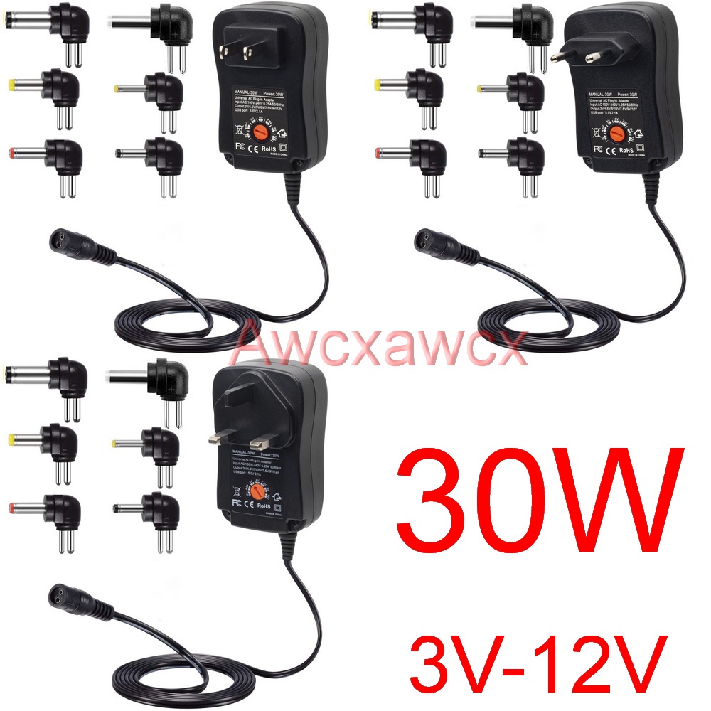 30W AC Adapter DC 3V 4.5V 5V 6V 7.5V 9V 12V 1A 2A 2.5A Adjustable ...