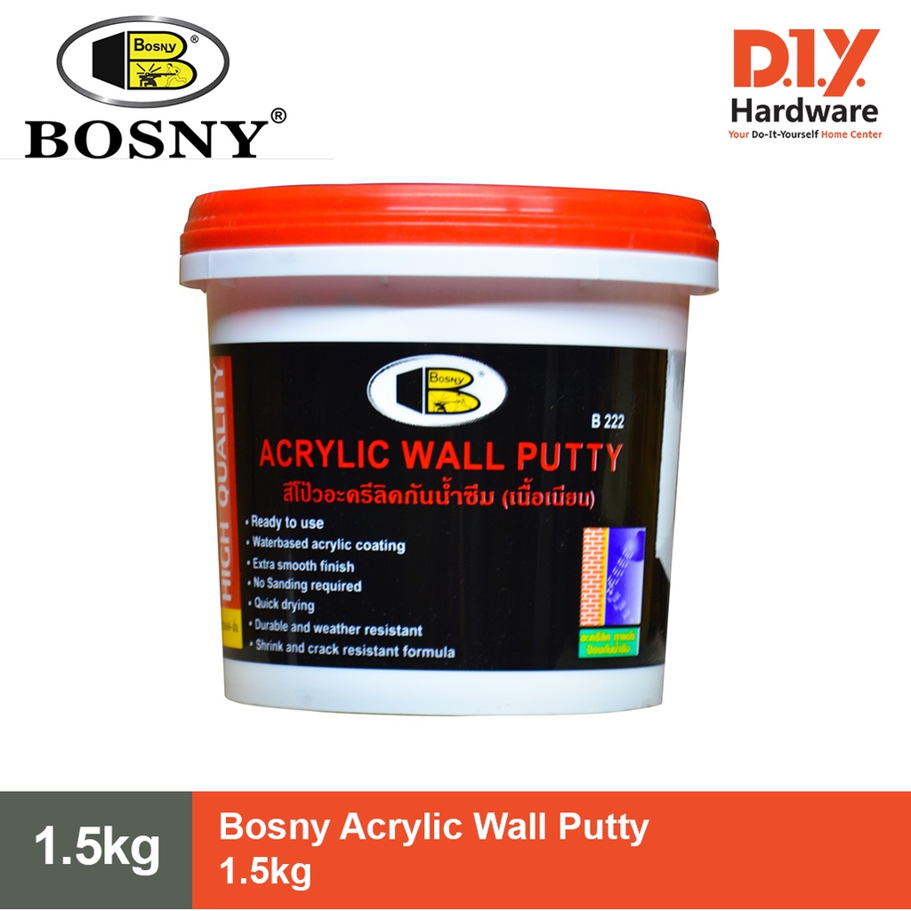 Bosny Acrylic Wall Putty 1.5kg | Shopee Philippines