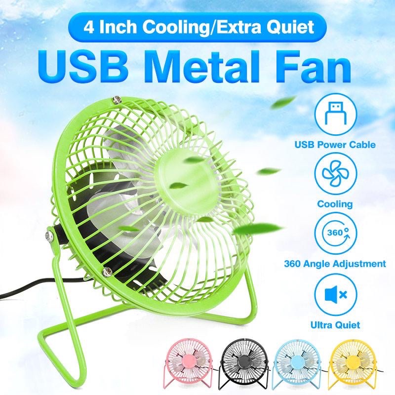 Mini USB Table Desk Personal Fan Metal Design, Quiet Operation 4' USB ...