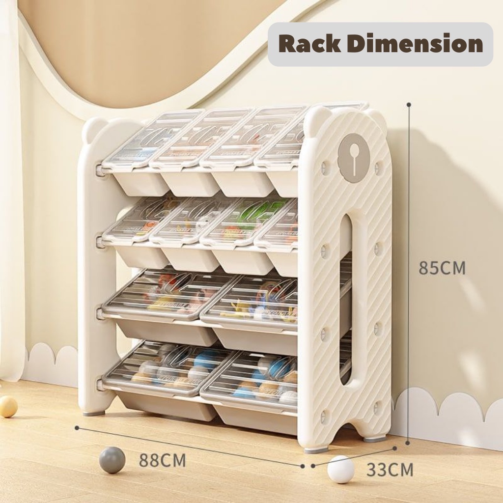 BYJ Animal Toy Storage Rack with Cover Duck and Bear Design Minimalist ...