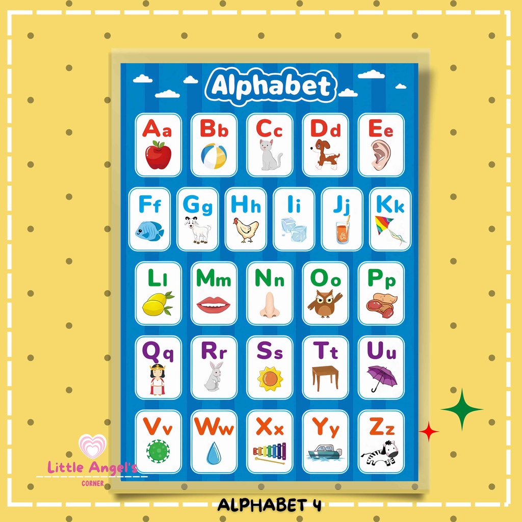 ALPHABET EDUCATIONAL CHARTS (A4 LAMINATED ) | Shopee Philippines