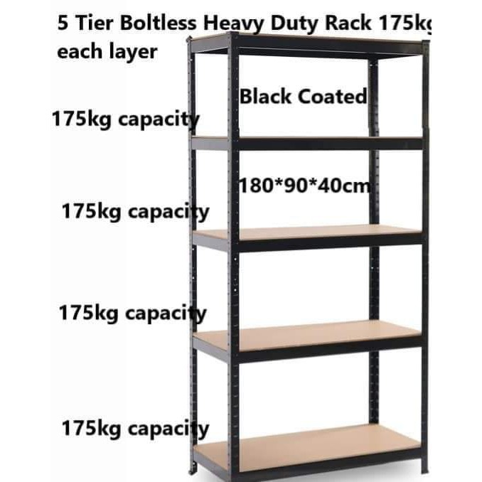 BOLTLESS 180x90x40cm Galvanized Storage Shelf 5-Layer Heavy Duty ...