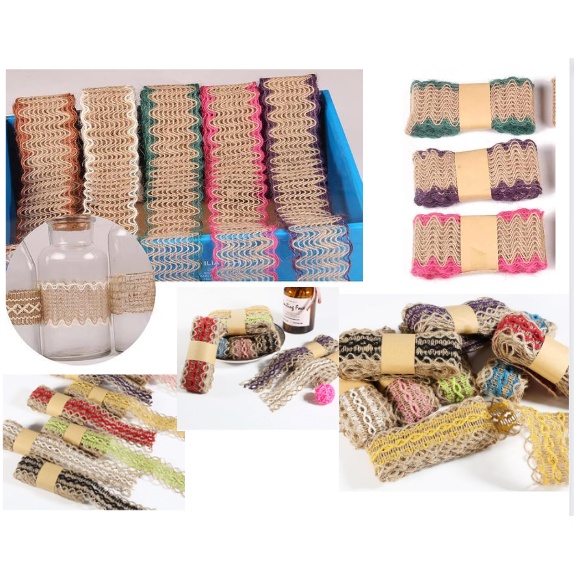 Burlap Twine Ribbon with Lace (Dual Colorful Series) | Shopee Philippines