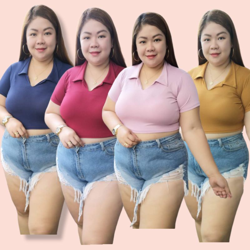 Plussize Polo Crop Top Knitted Top | Shopee Philippines