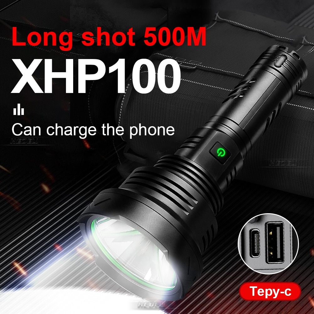1200M Super XHP100 Powerful led flashlight torch rechargeable usb zoom ...