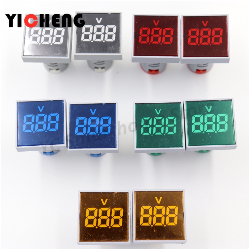 2Pcs Big screen Square indicator AC digital voltmeter indicator ...