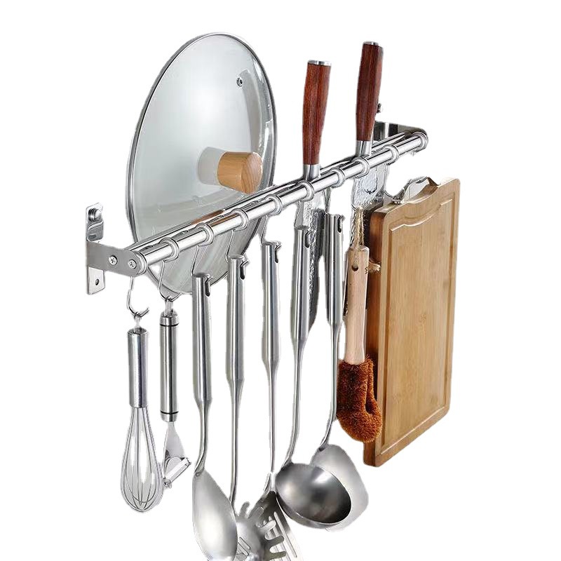 free punched 304 stainless steel shelf kitchen hanging rod hook wall ...