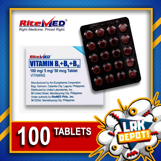 RM Vitamin B Complex (B1, B6, B12) 100 tablets alternate Neurobion ...