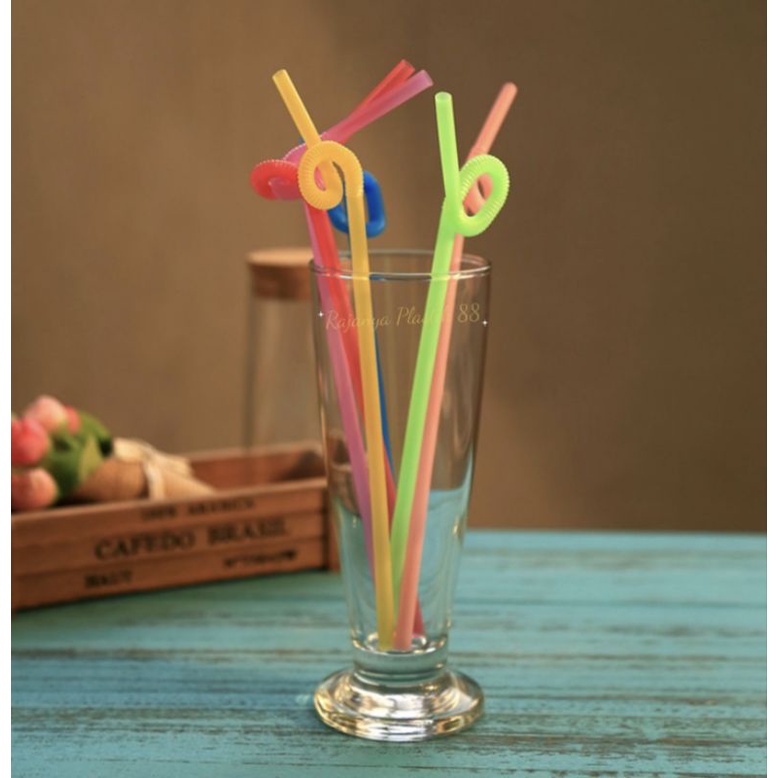 Fun straw Color straw Color 6mm Unique Plastic straw spiral Bent Thread ...