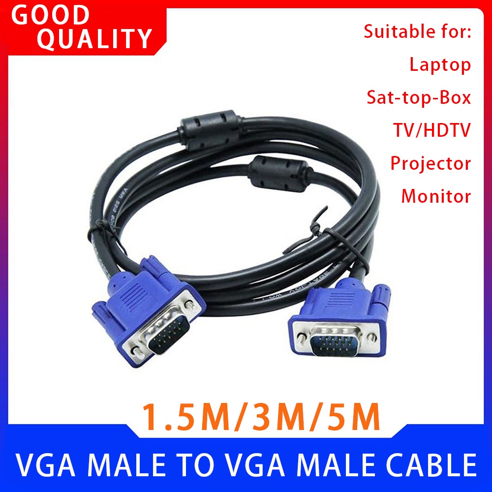 【Fast Ship】1.5M/3M/5M Vga To Vga Cable HD 15Pin Male To Male Cable Vga ...