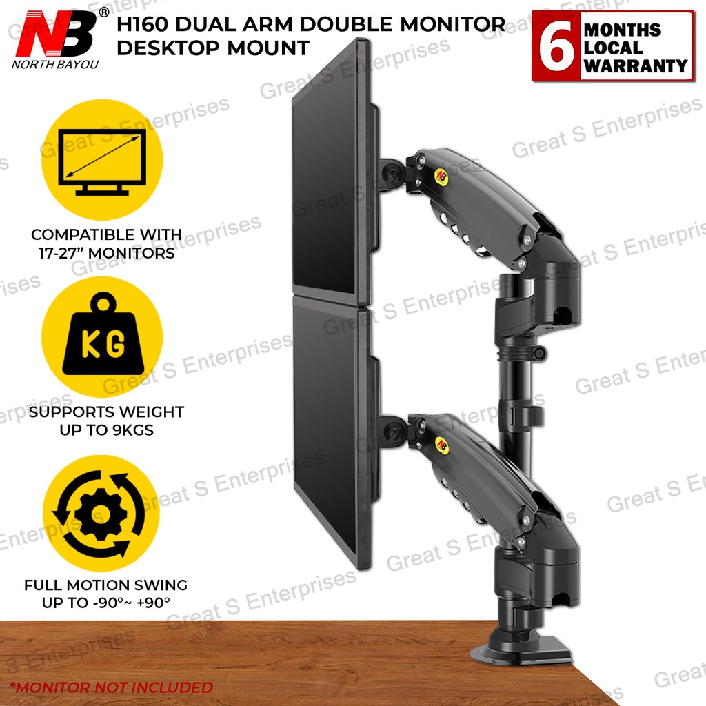 North Bayou NB G35 22-32 inch Full Swivel Dual Gas Strut Arm Monitor ...