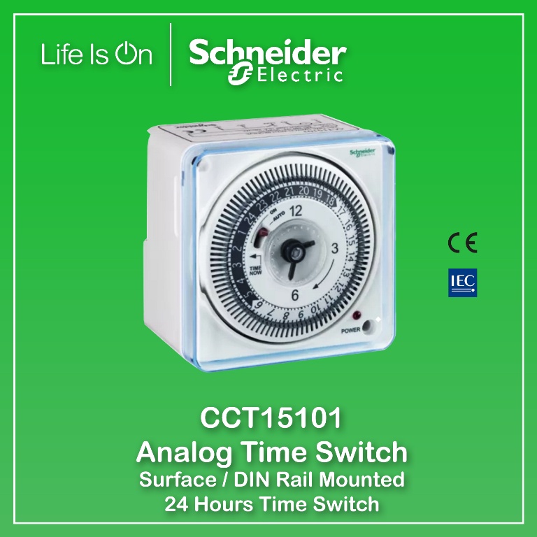 Schneider Electric Analog Time Switch Surface/DIN Rail Mounted 24 Hours ...