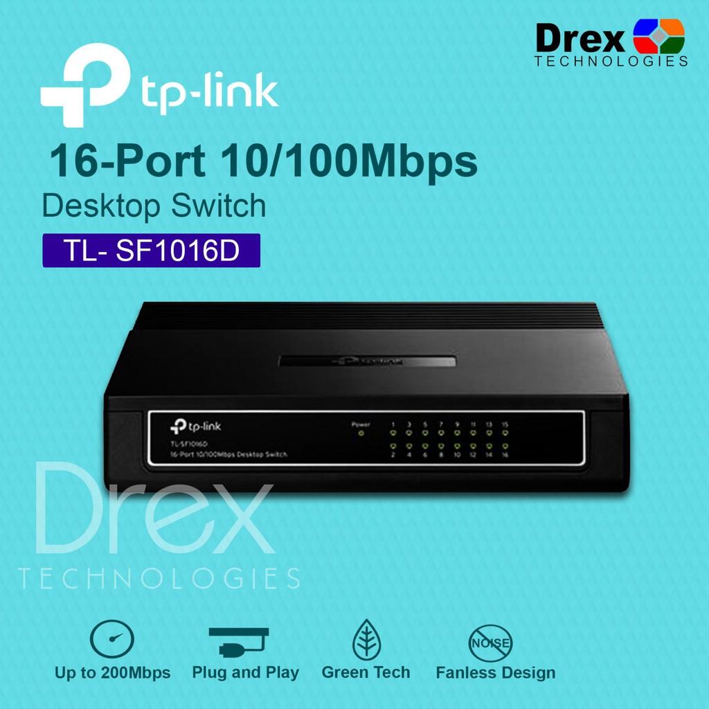 TP-LINK TL-SF1016D 16 Port 10/100Mbps Desktop Switch Hub | Shopee ...