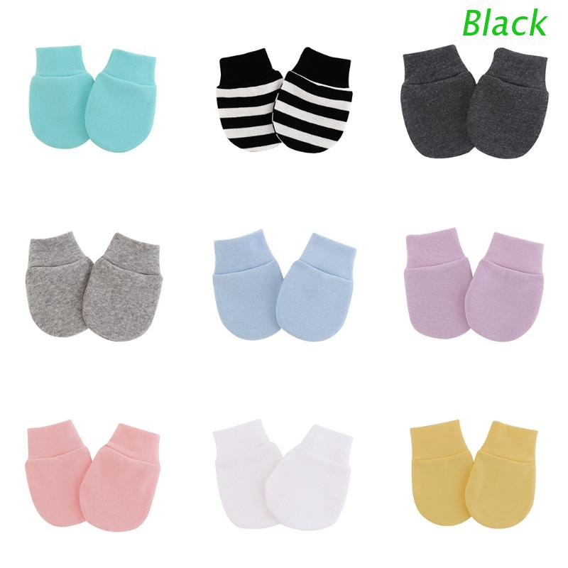 BLACK 1 Pair Baby Anti Scratching Soft Cotton Gloves Newborn Infant ...
