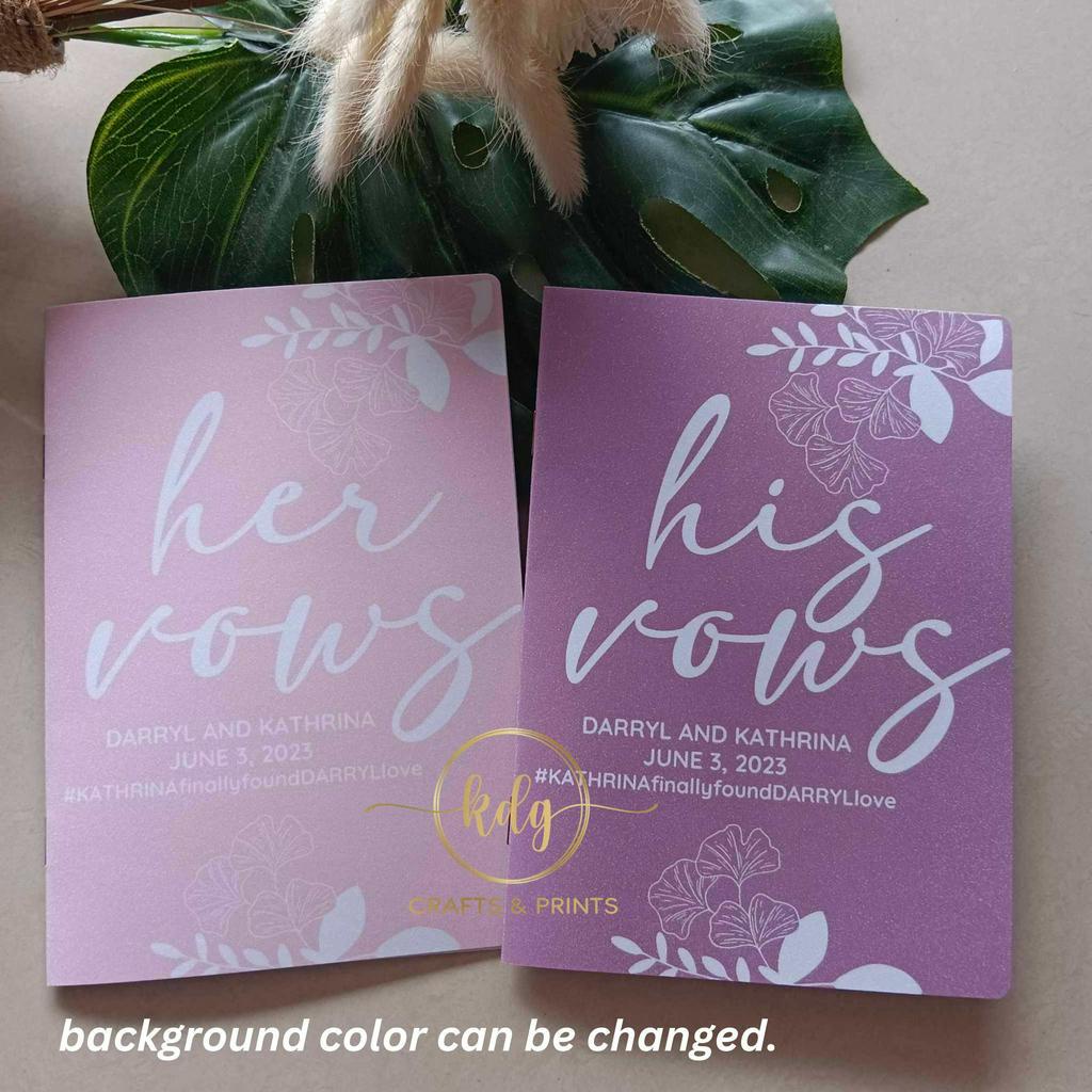 1 pair - His and Her Wedding Vows Card - Colored Background (BACKGROUND ...