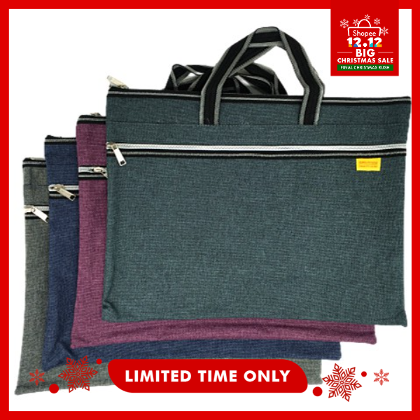 HOKKA Double Zipper Canvas Envelope with Handle A4 Jeans Color (2 ...