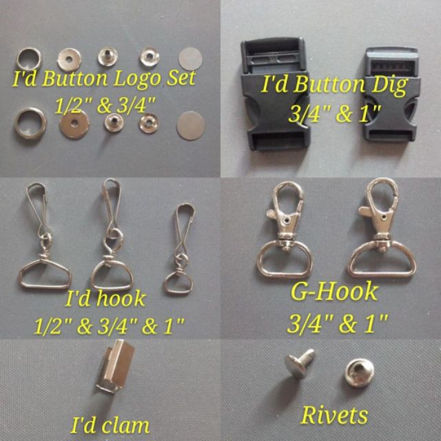 (100pcs)ID button logo set & rivets & id button dig & id hook & G-hk ...