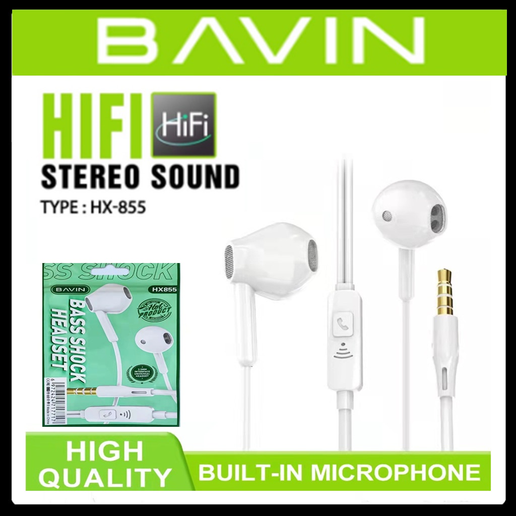 BAVIN HX855 Headset 3.5mm Jack Heavy Bass HiFi Sound Quality Wired ...