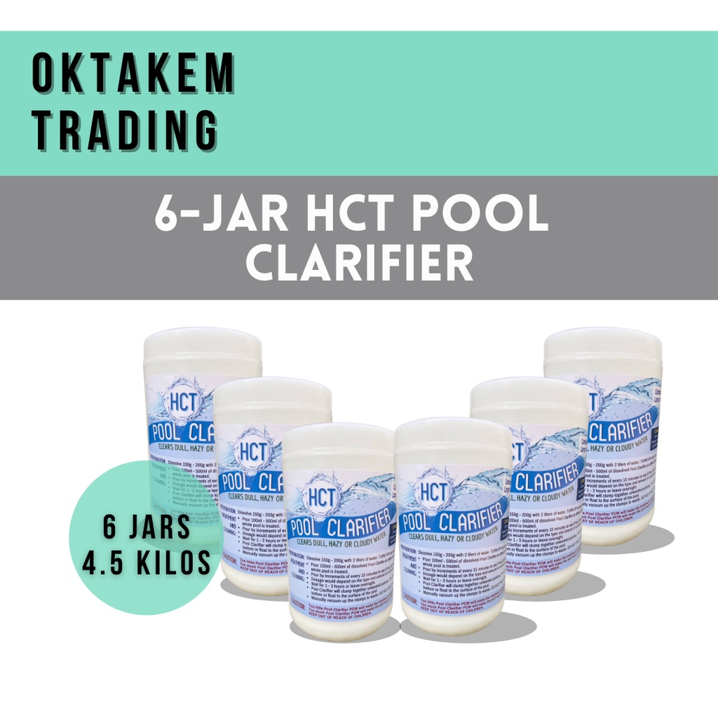 4.5 KILOS 6-JAR Pool Clarifier HCT Clean Cloudy Hazy Swimming Pool ...