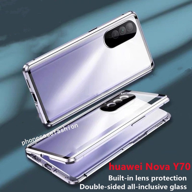Flip Phone Case For Huawei Nova Y70 Plus NovaY70 double sided Tempered ...