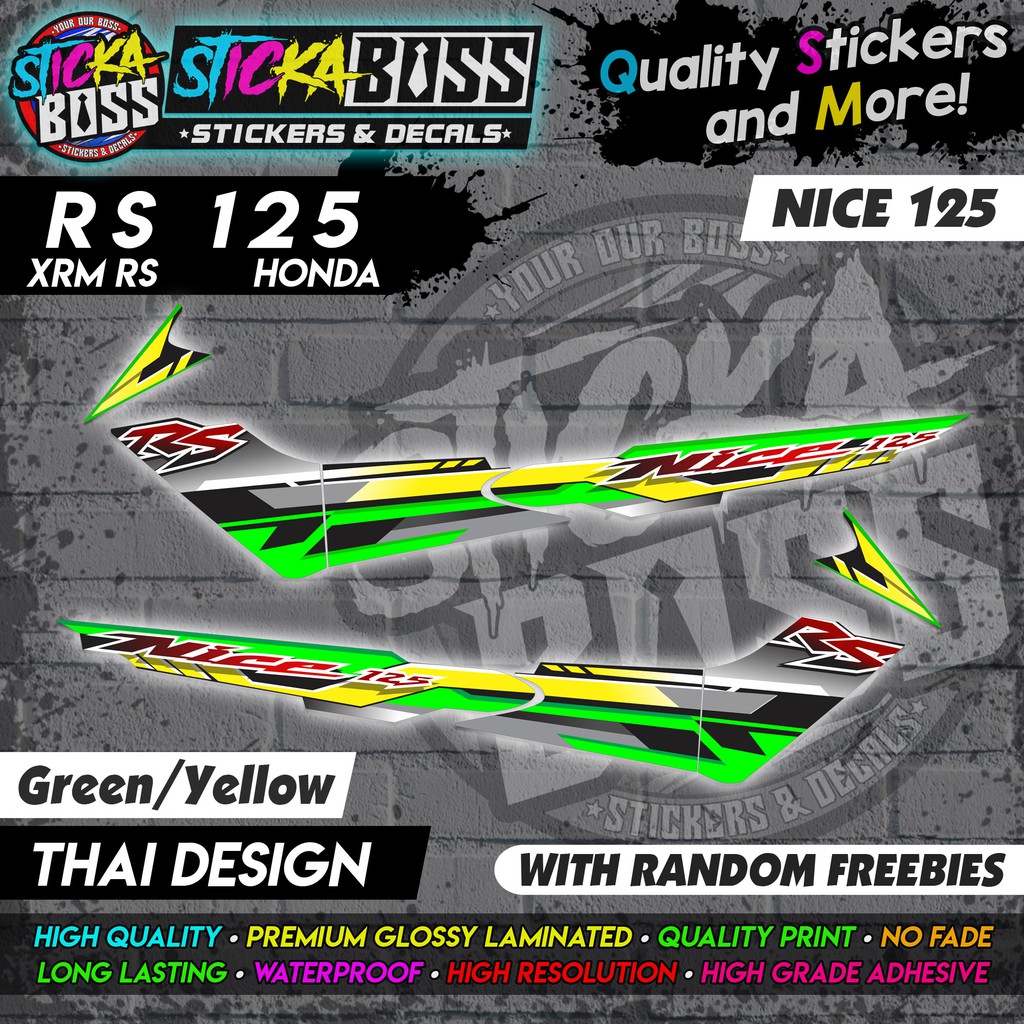STICKER DECALS for NICE 125 / RS 125 (RS125THDE) [GREEN/YELLOW] By ...