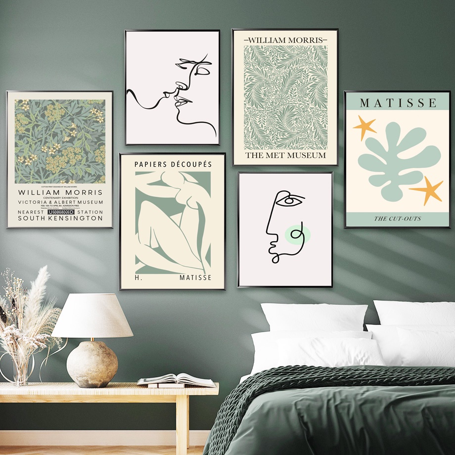 Henri Matisse William Morris Line Face Wall Art Canvas Painting Nordic ...