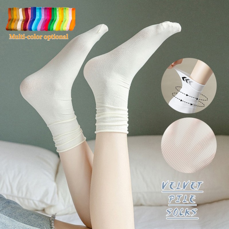 Korean Women's Socks Velvet Socks Women's Tube Socks Thin Velvet Socks ...