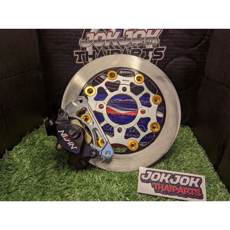 Nissin 2pot Caliper Set w/ 220mm 4-Holes Nissin Float Disk (Mio/Click/Beat/Genio/Scoopy ...