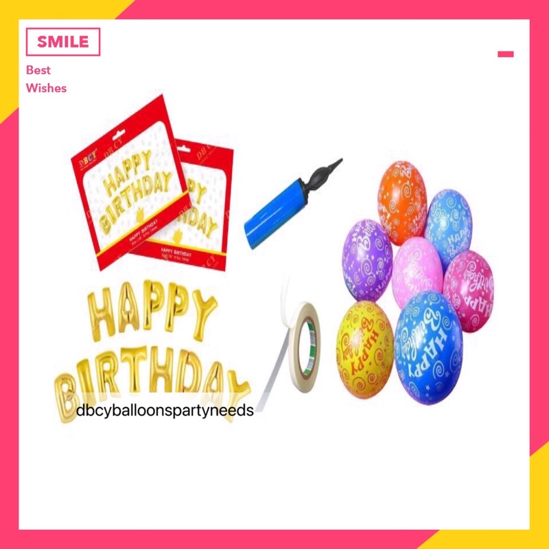 25pcs Balloon+HBD FOIL Set+Pump+Tape birthday partyneeds decorations ...