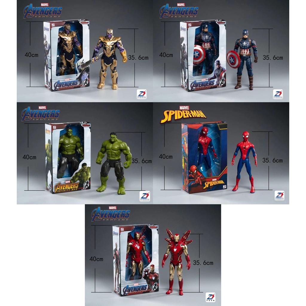 ZD TOYS 14 inches Marvel Avengers Spiderman Warmachine Thanos Captain ...