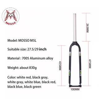 Mosso Fork M3 M5 M5E M5EV M5L M6 MTB Bike Fork Suitable for 26 27.5 ...