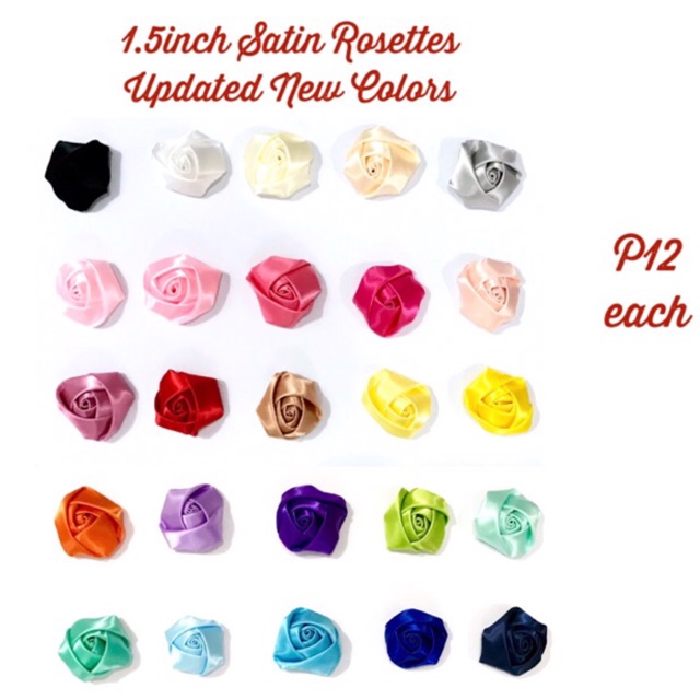 1.5in Satin Rose Rosette Flowers P75 per 5 Pieces | Shopee Philippines