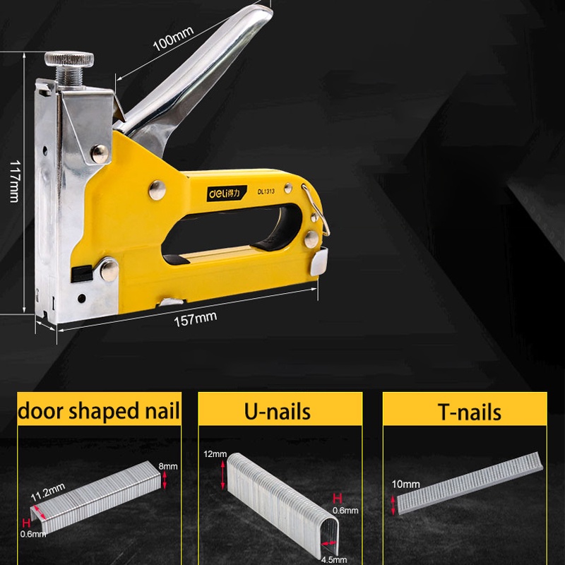 Deli Tools 3 In 1 Nail Gun Portable Industrial Staple Gun Heavy Duty ...