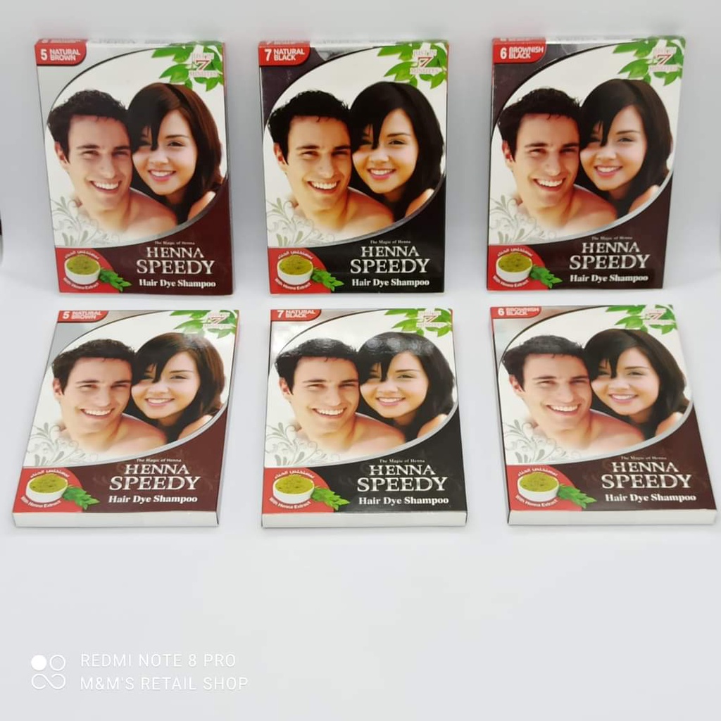 Henna Speedy Hair Dye SHAMPOO Natural Black/Brown/Brownish Black 30ml ...