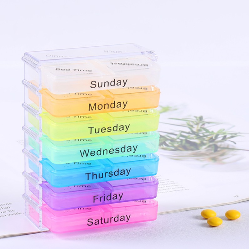 Colorful Pop Up 28 Slot Weekly 7 Day Pill Medicine Box Storage ...