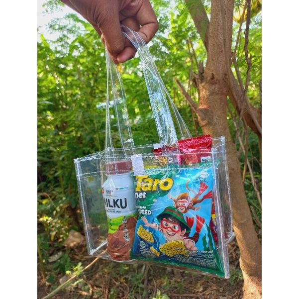 Transparent Mica bag/Mica Hampers Tote bag 20x10x15 (mini bag) | Shopee ...