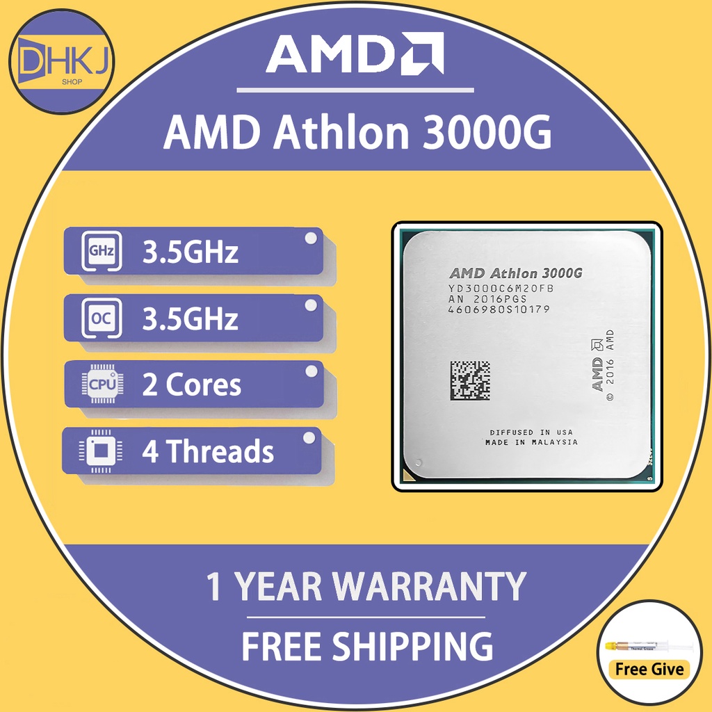 NEW AMD Athlon 3000G Processor X2 3000G 3.5 GHz Dual-Core Quad-Thread ...