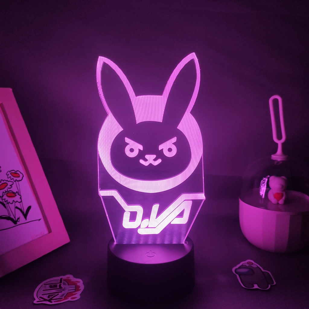 Overwatches OW Game Figure Dva Lamp 3D Led Neon RGB Night Lights ...