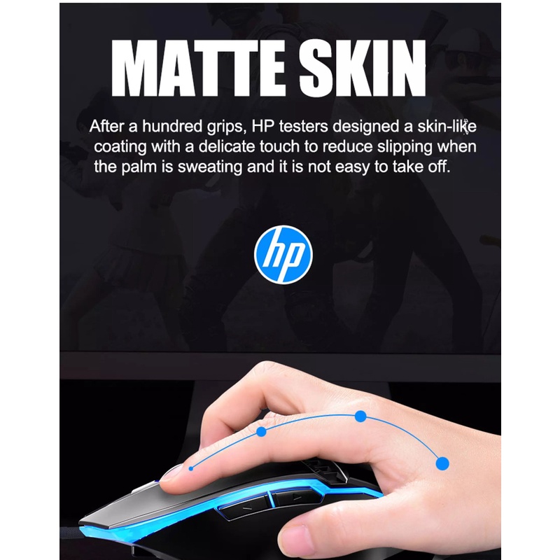 HP Gaming Mouse Marco Programmable 4 Color LED Cool Light USB Optical ...