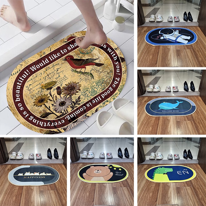 Anti-Slip Doormat. Super Absorbent Floor Mat. Oval shape (size 40 x ...