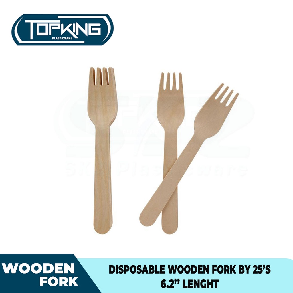 TOPKING DISPOSABLE WOODEN FORK 25-50PCS/PACK | Shopee Philippines