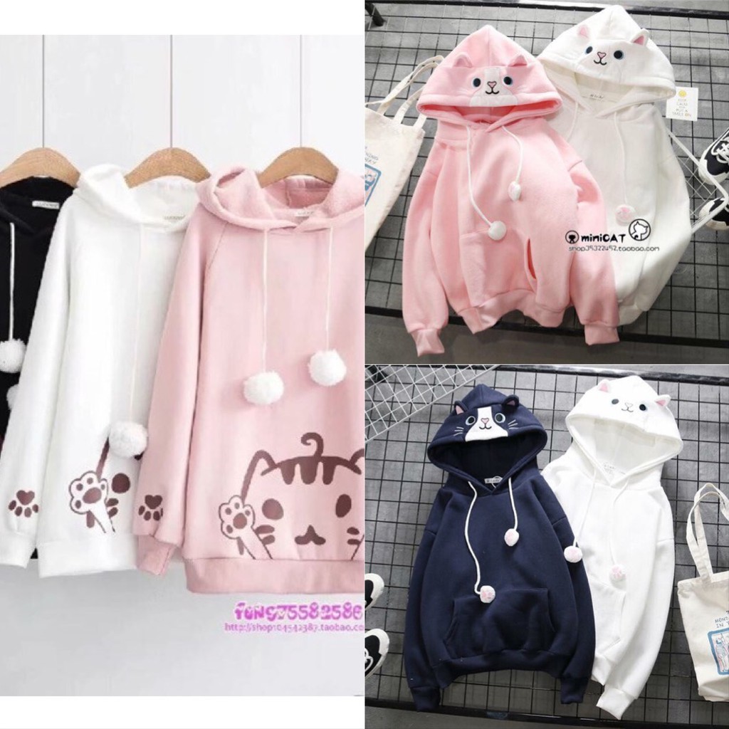 cat hooded jackets cotton fit to large | Shopee Philippines