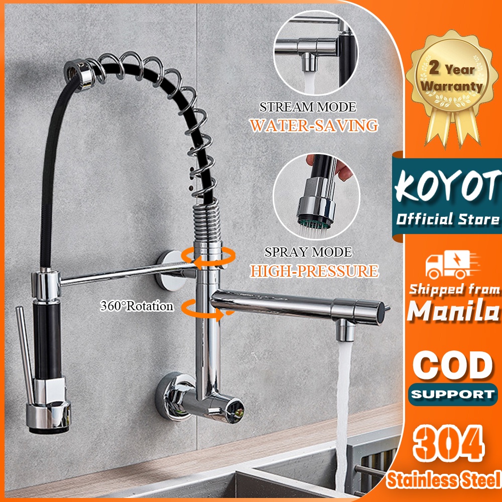 KOYOT 304 Stainless Steel Wall Mounted Pull Out 2 in 1 360° Rotate ...
