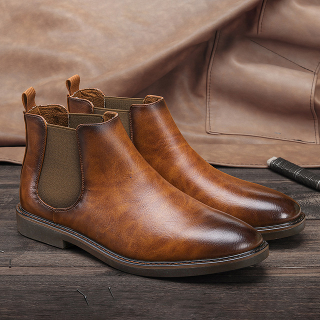 Luxury Genuine Leather Men's Long Boots Chelsea Shoes Handsome High ...