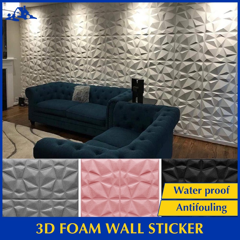 3D foam wallpaper 8MM thick water cube desgin wall sticker 70x70 ...
