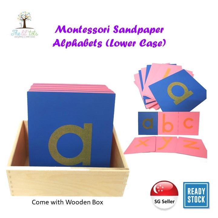 Wooden Montessori Sandpaper Alphabet with Box Lower Case Early Learning ...