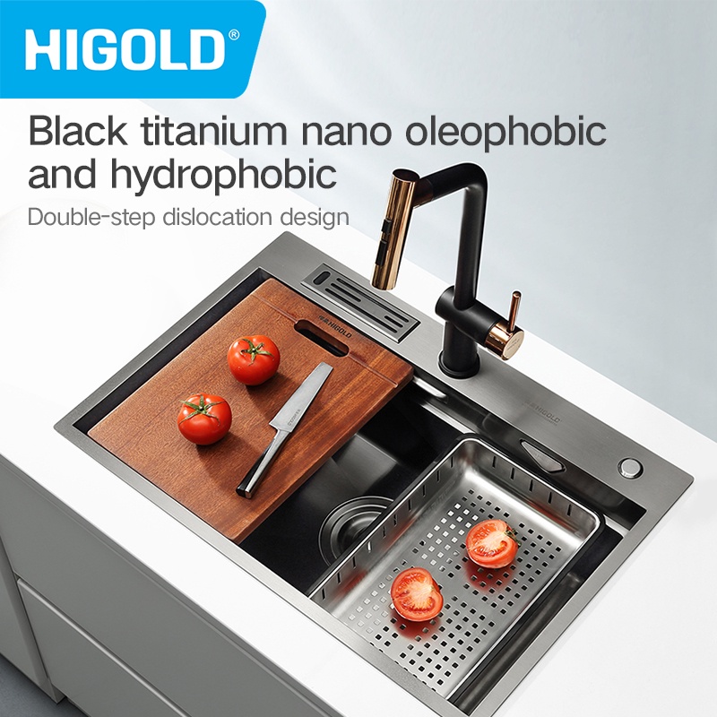 HIGOLD Kitchen Sink 304 Stainless Steel Handmade Single Sink Topmount ...
