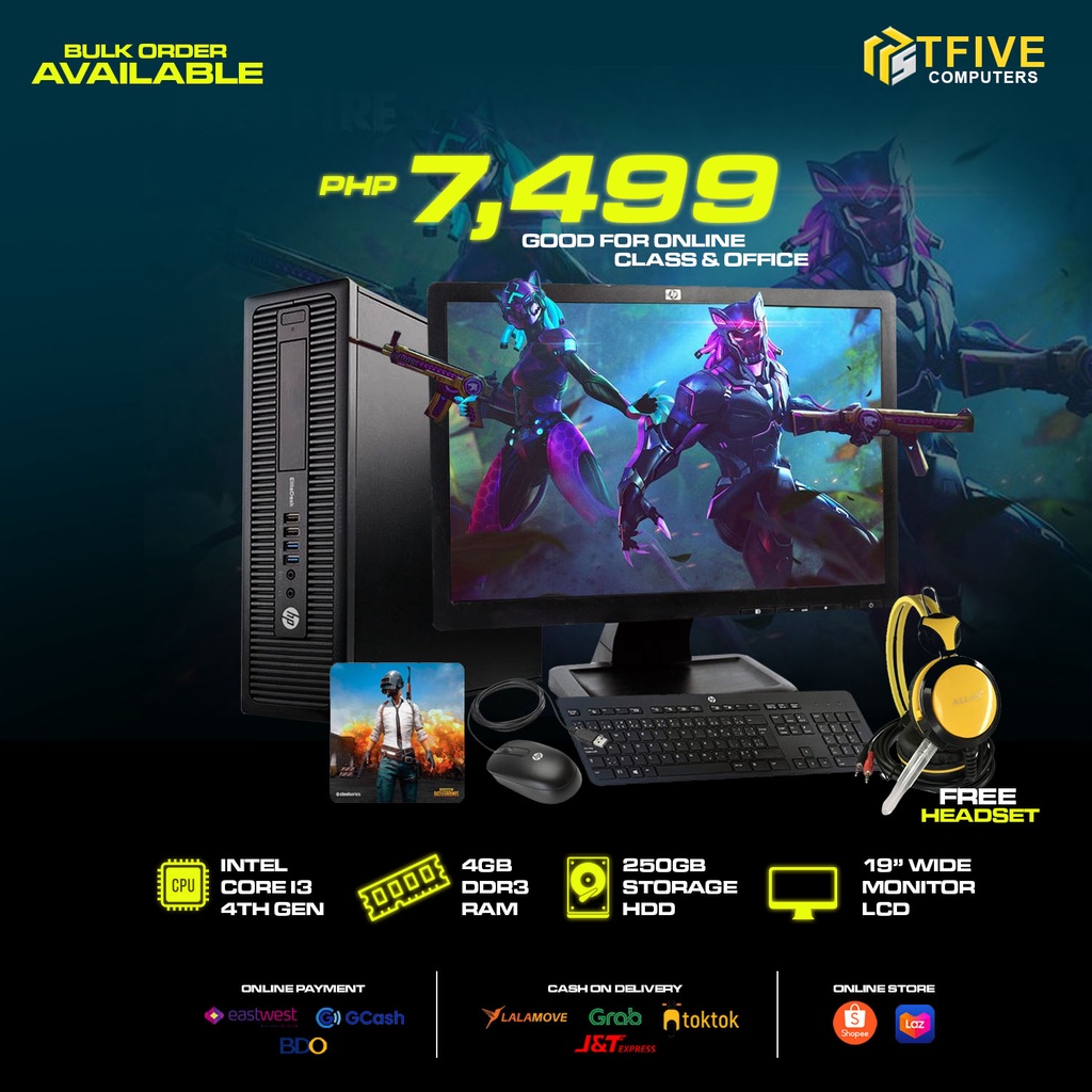 Computer Set HP Elitedesk intel i3 4th Gen 4gb/250gb HDD/19" Wide ...